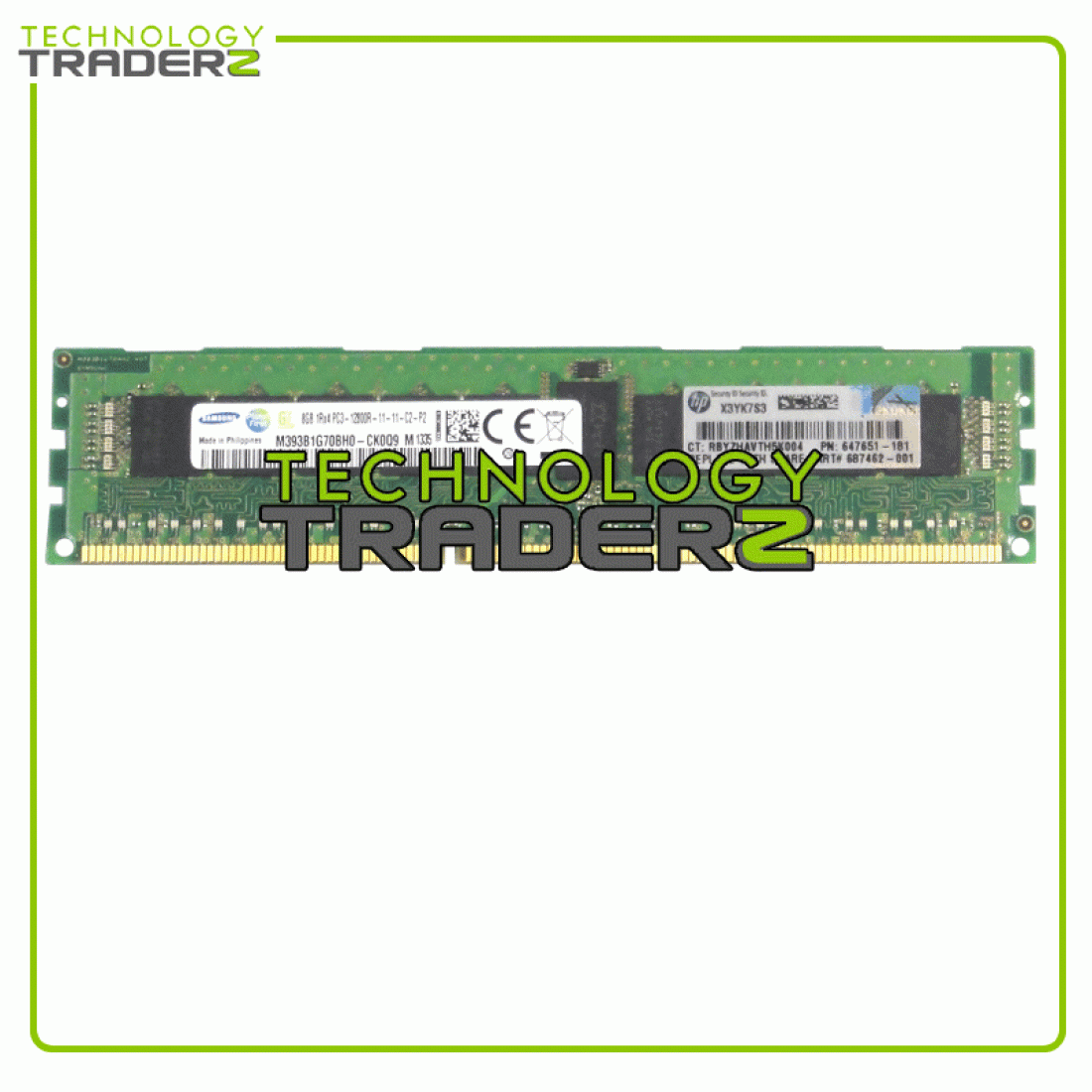 647879-B21 HP 8GB PC3-12800 DDR3-1600MHz ECC REG Single Rank Memory 647651-181